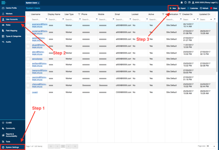 Creating a User Account Only – CLCs Australia
